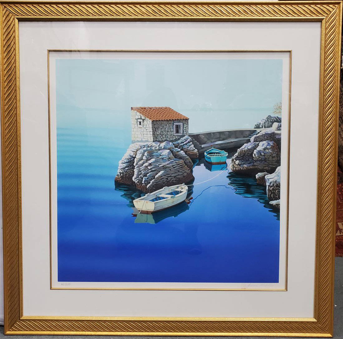 Frane Mlinar Croatian Harbor Seascape Artists Proof Serigraph Auction