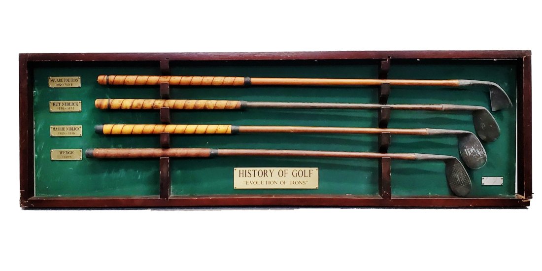 History Of Golf Evolution Of Irons 4 Antique Golf Club Display Auction