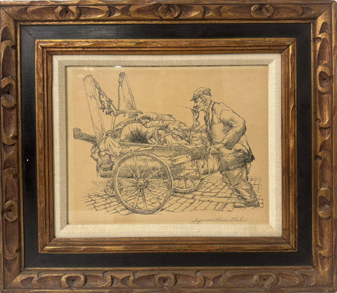 Seymour Rosenthal Pencil Signed Rag Vendor With Cart Etching Depression ...