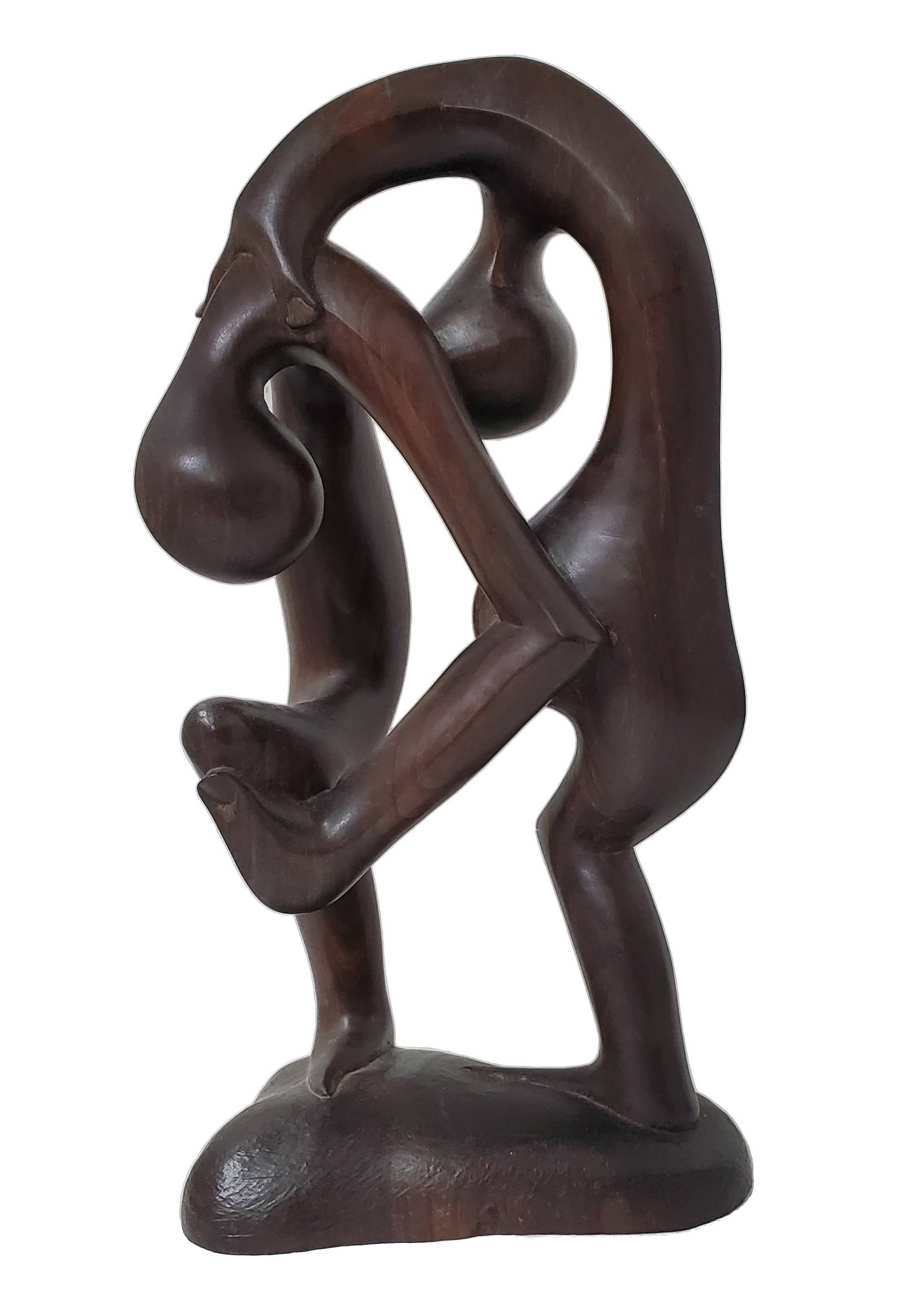 Mpingo Wood Tanzania Carved Sculpture Statue Two Abstract Figures Auction