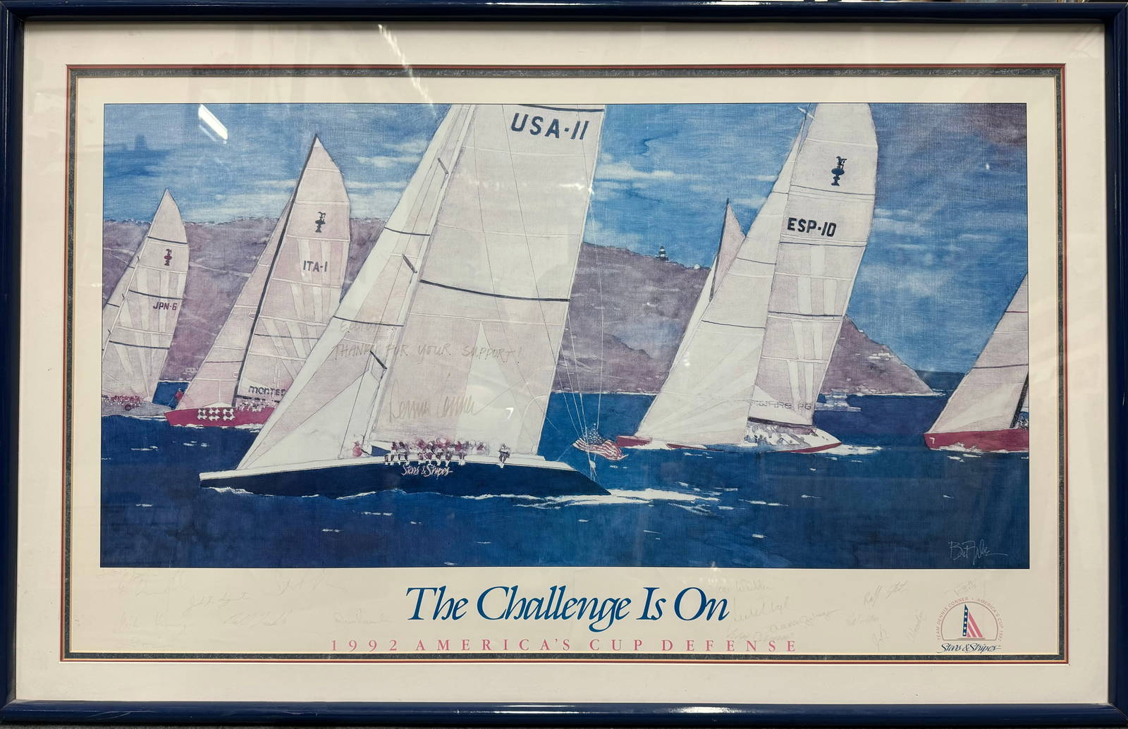 “the Challenge Is On” 1992 America’s Cup Team Signed Poster Dennis ...