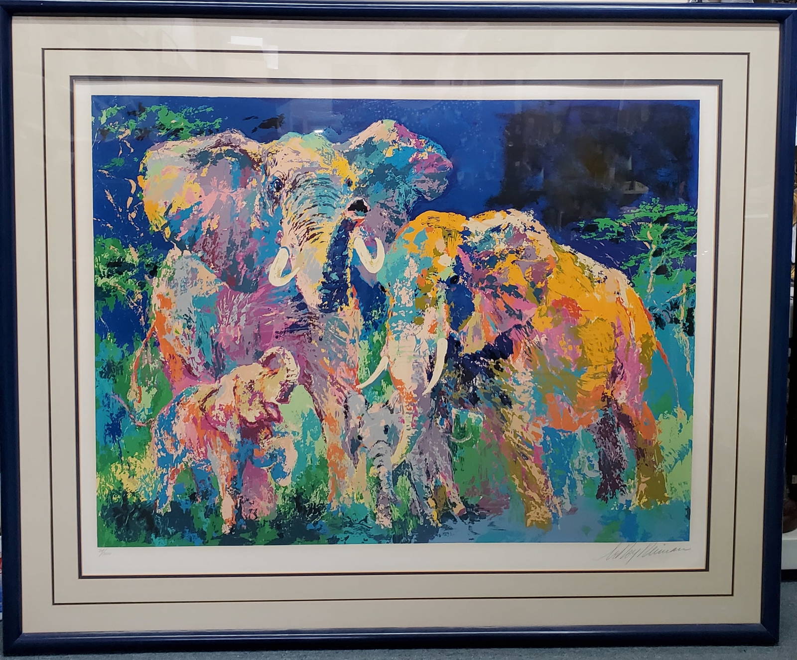 Leroy Neiman Serigraph Pencil Signed Elephant Family Ed300 Limited ...