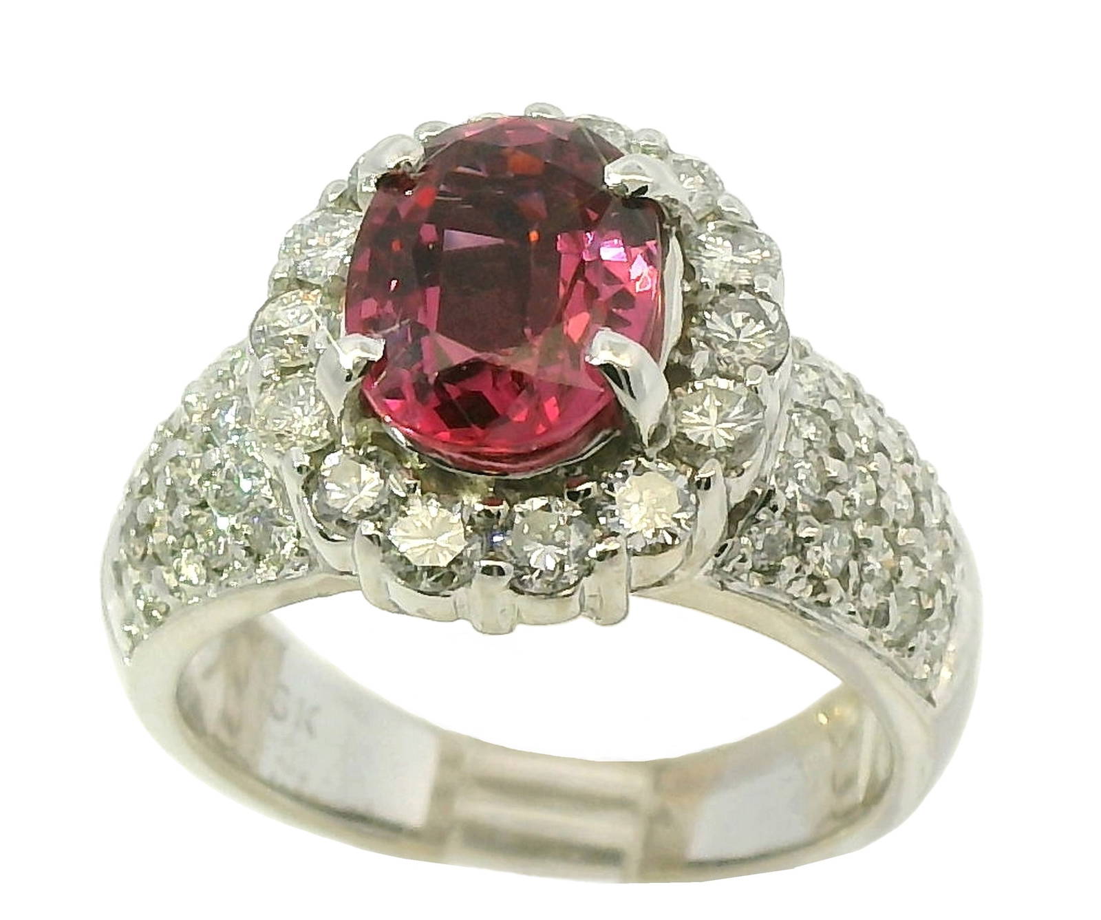 Gia 2.37ct No Heat Burmese Pink Spinel 18k White Gold Approx. 1.50ctw Diamond Halo Ring W ...