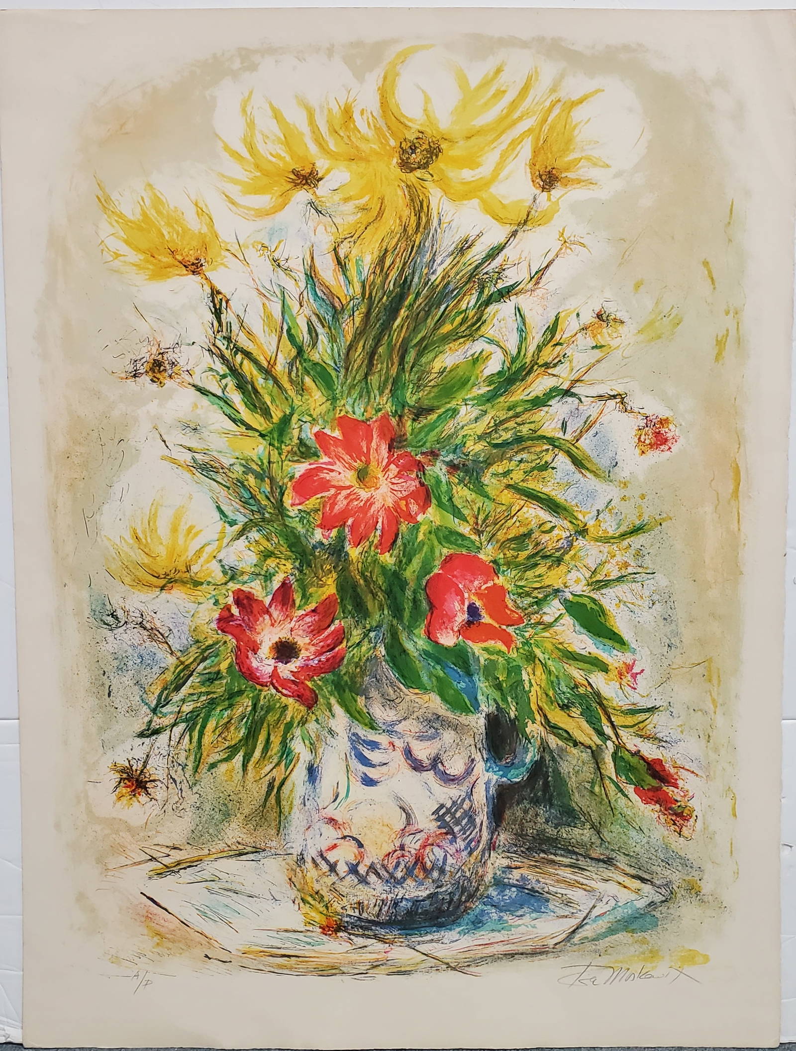 Pencil Signed Ira Moskowitz Artists Proof Floral Still Life Lithograph ...