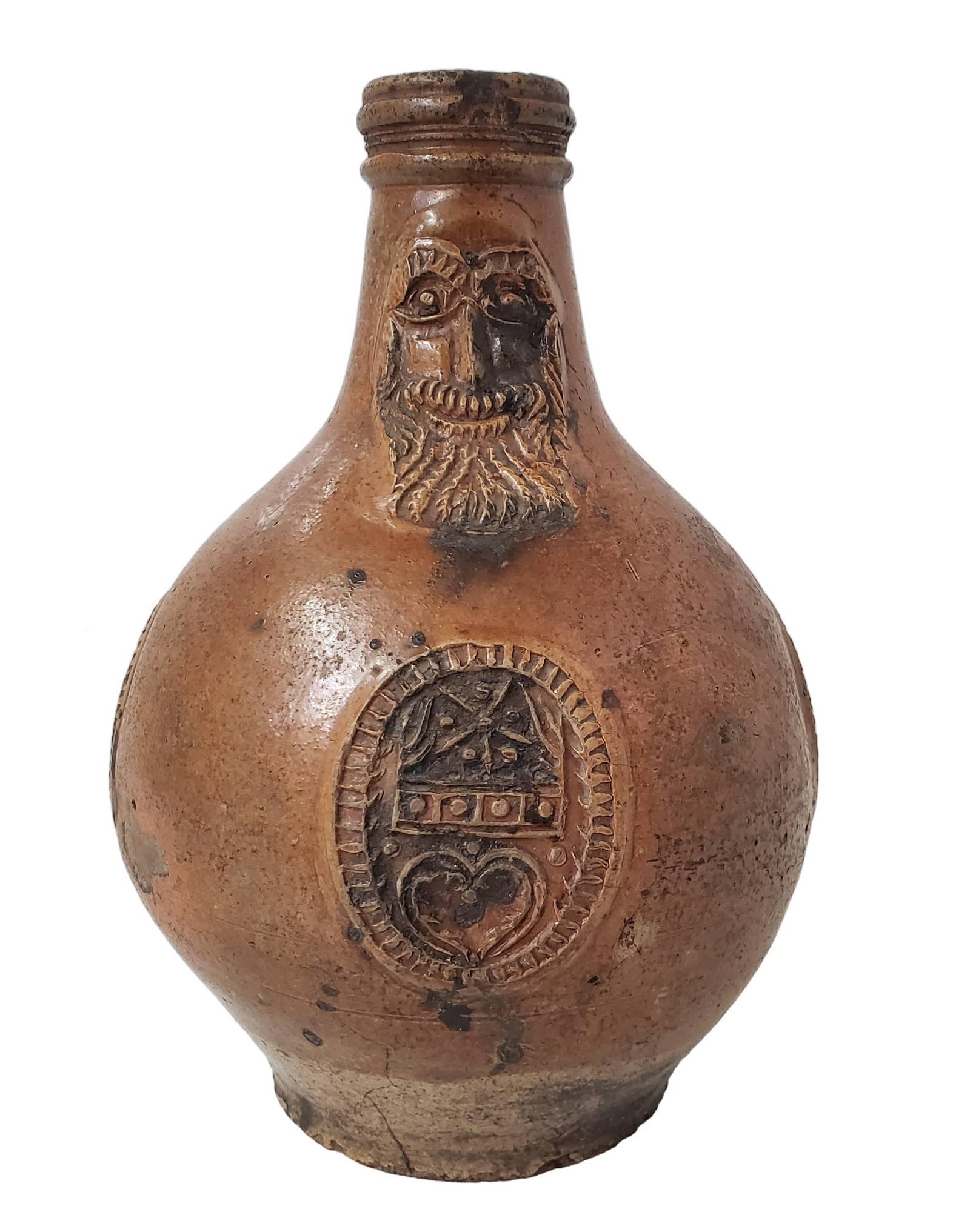 German Bellarmine Bartmann Bearded Man Salt Glazed Stoneware Jug Auction