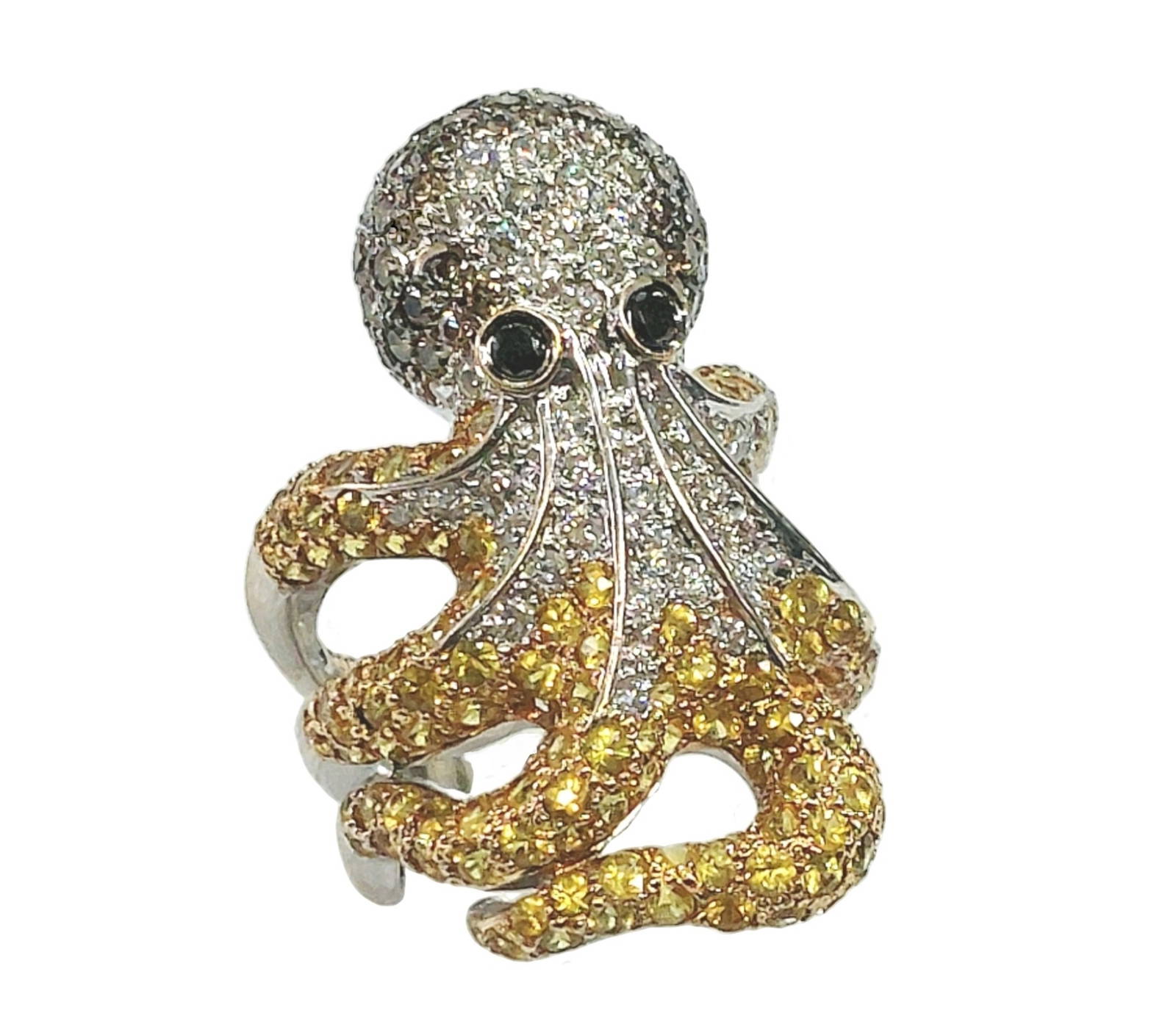 Designer White & Fancy Color Diamond Yellow Sapphire Heavy 18k White ...