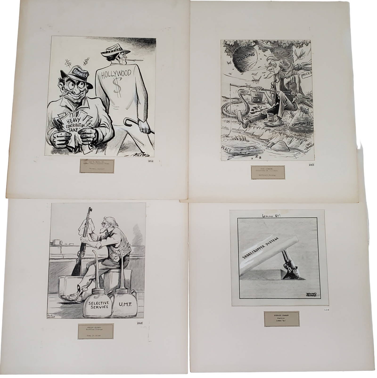 Orig Ink Political Cartoons Philip Uzanas Bernard Seaman Carl Spencer ...