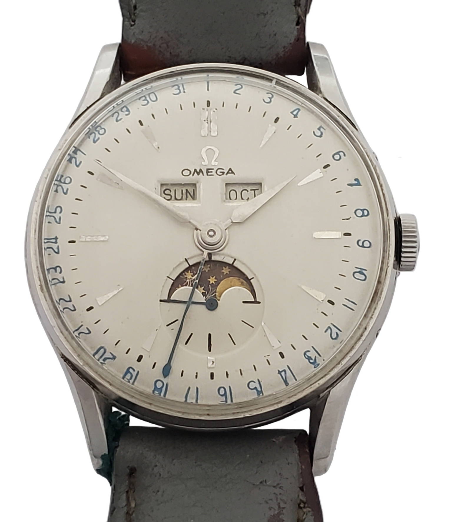 Omega Cosmic Triple Date Calendar Moonphase 2471-3 Mens Vintage Wrist ...