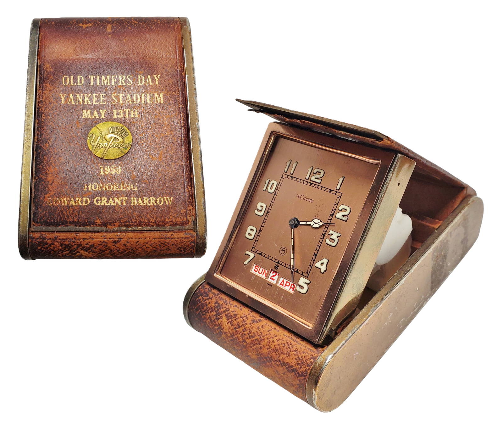 Rare Lecoultre New York 1956 Yankees Award 8 Day Edward Barrow Baseball ...