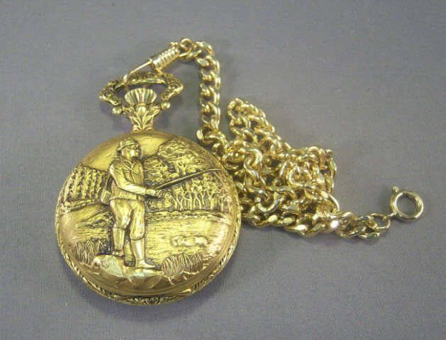 Gold Tone Impex Pocket Watch W/ Hunter Case