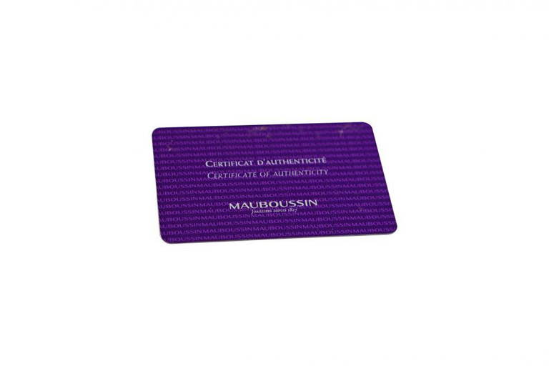 Mauboussin Watch Certificate Of Authencity Card Blank