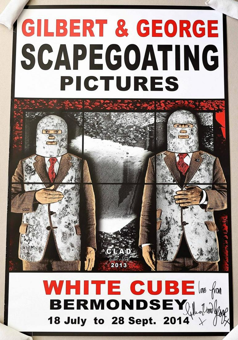 Gilbert & George Signed Scapegoating Pictures Clad Poster