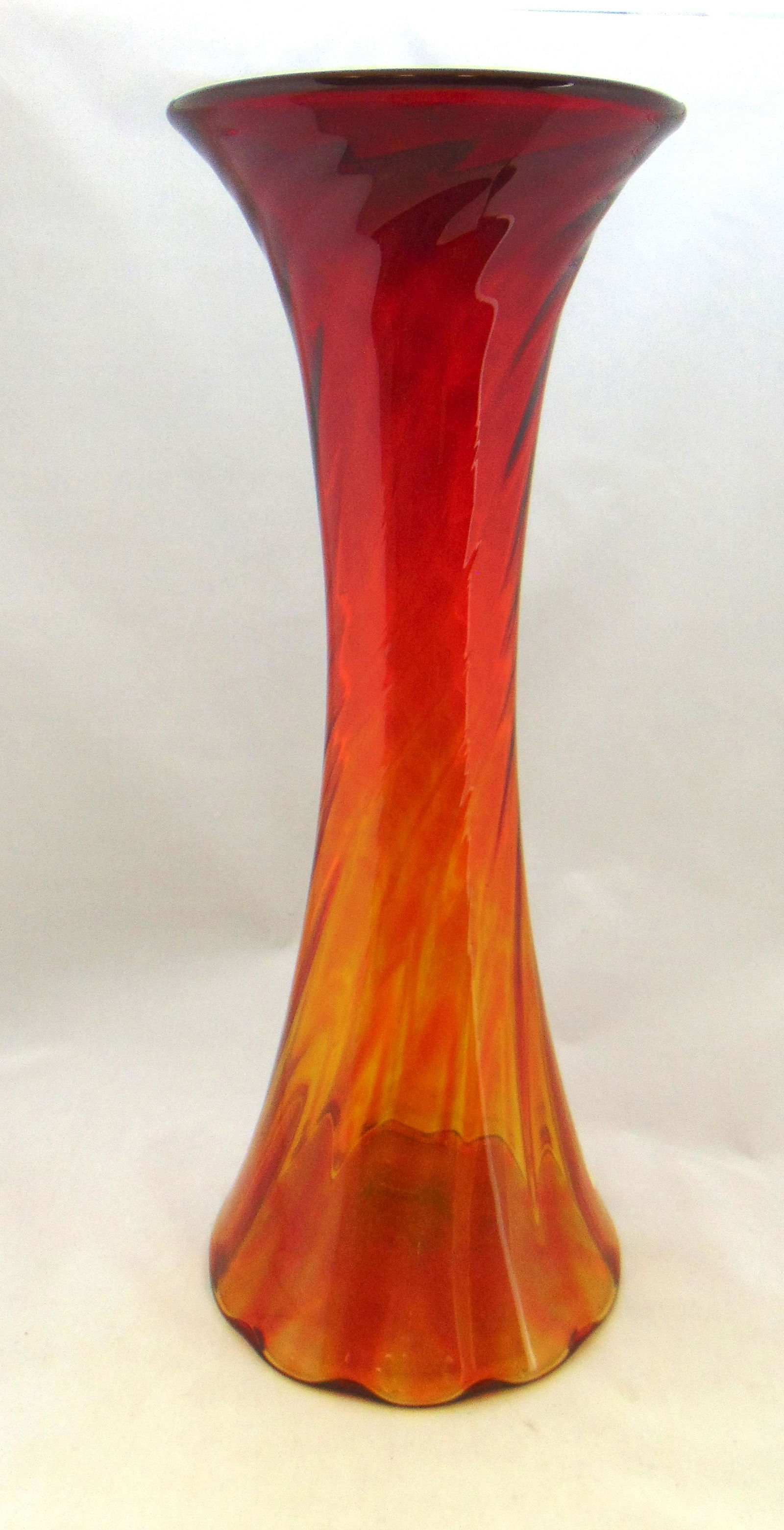Monumental Amberina Glass Vase