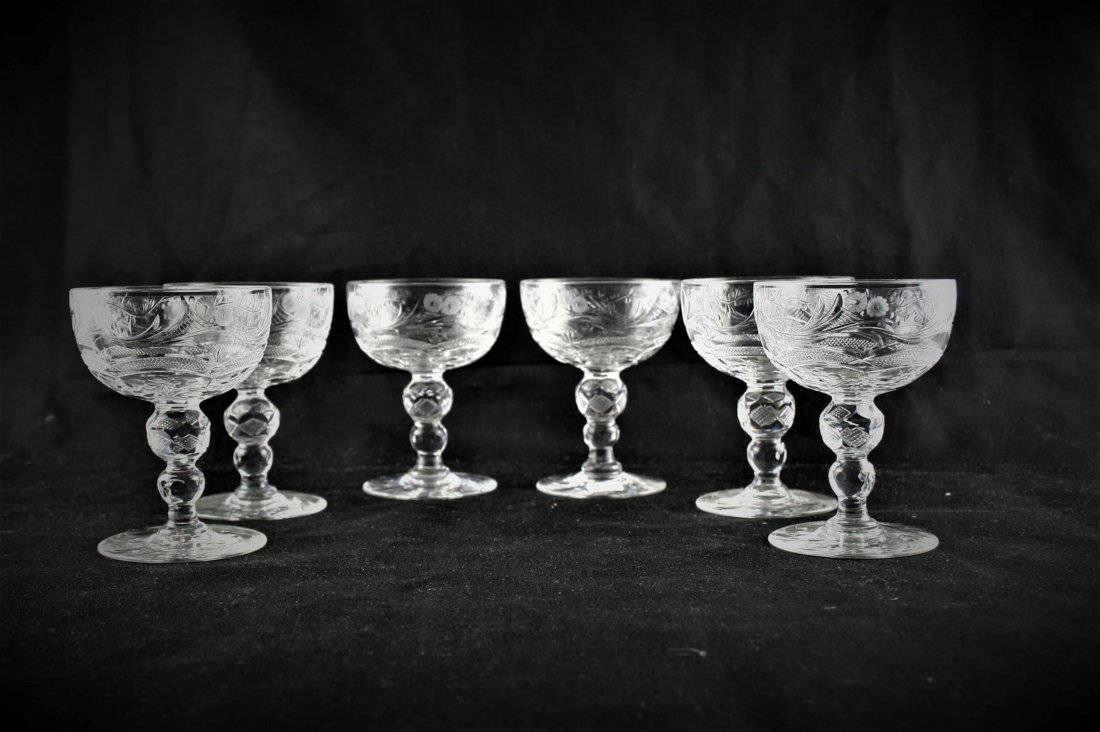 6 Webb Cut Crystal Goblets Auction