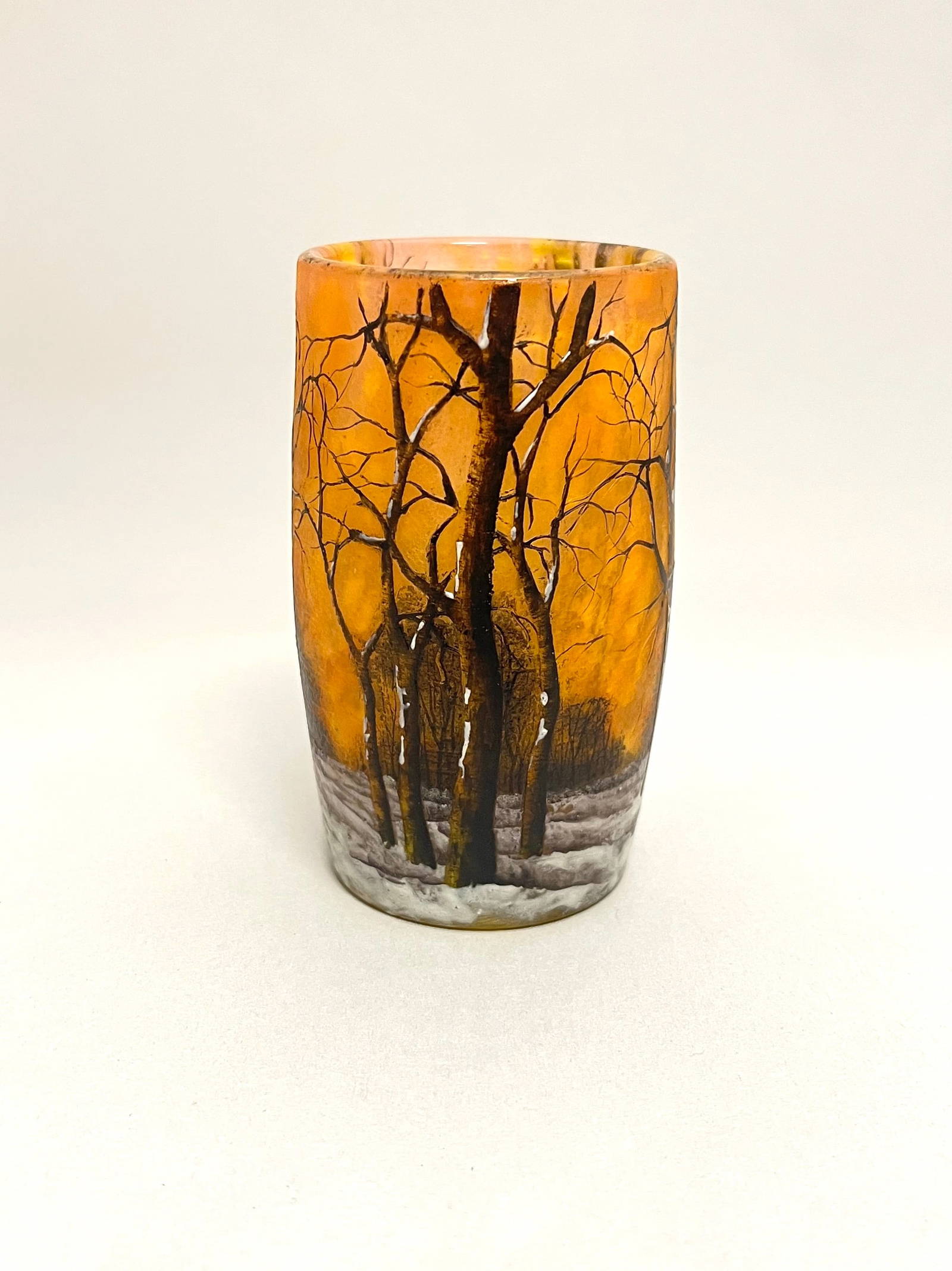 Daum Nancy Winter Scene Glass Tumbler Auction