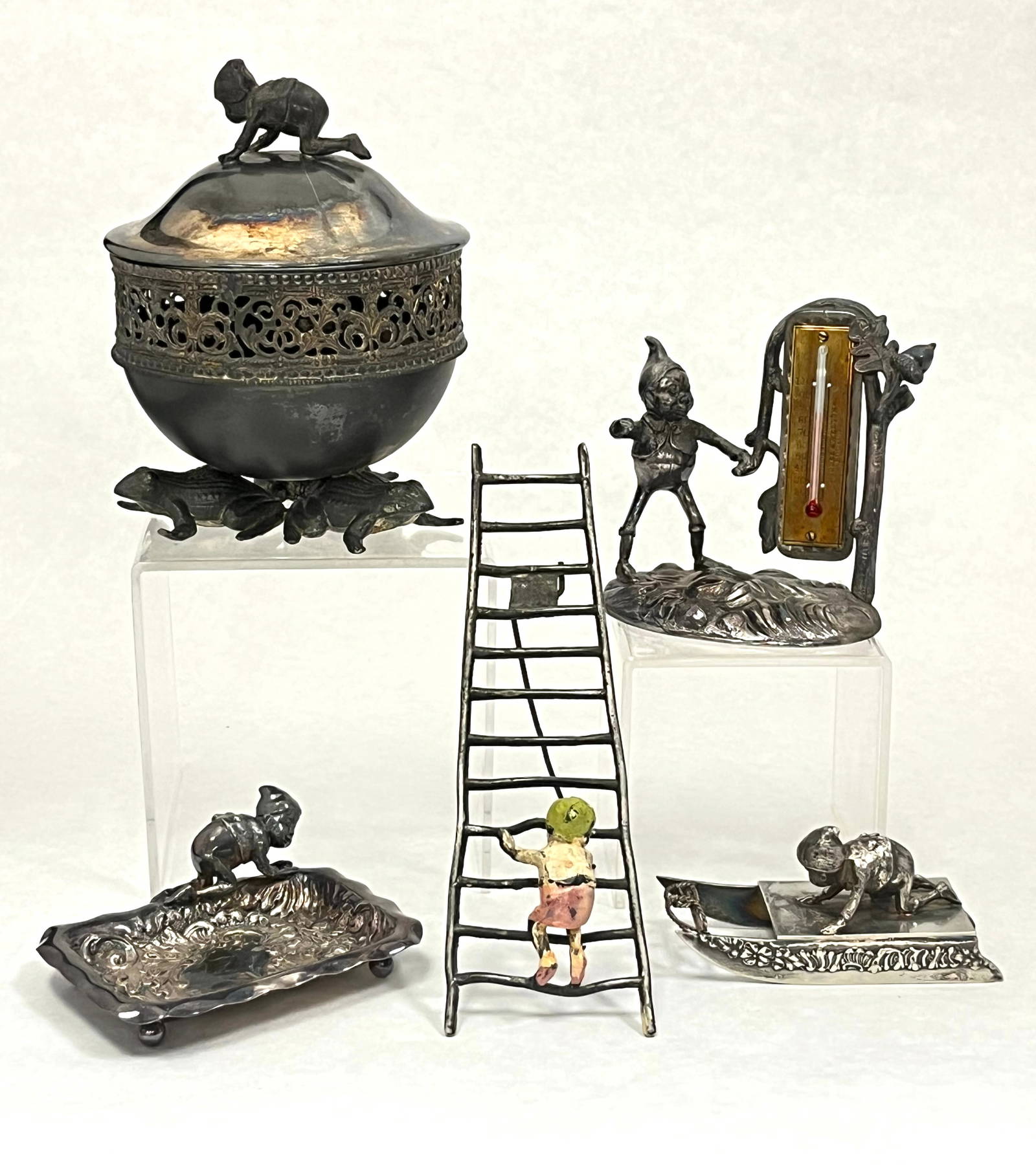 Five Palmer Cox Brownie Metal Items Auction