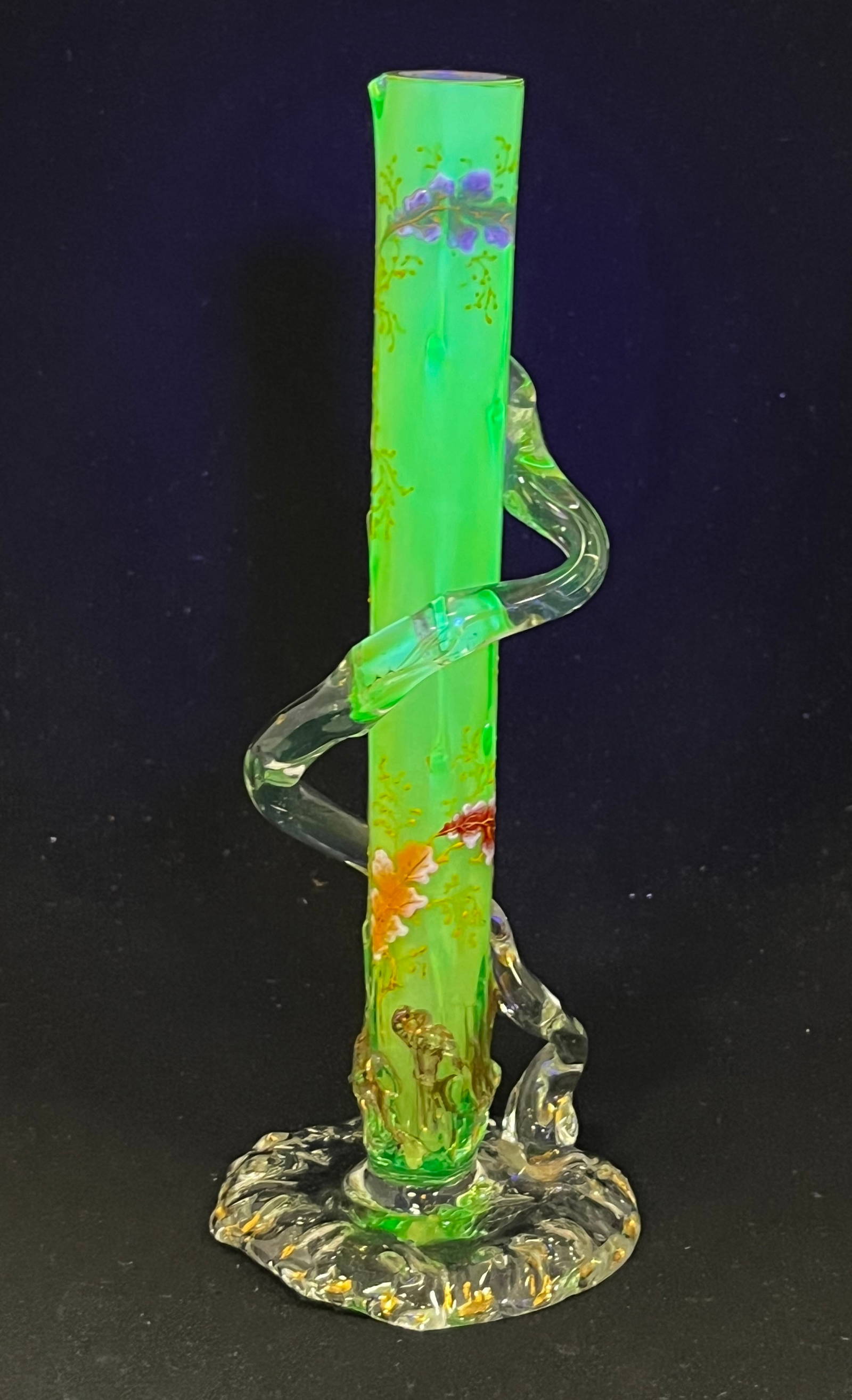 Moser Applied Uranium Glass Vase Auction