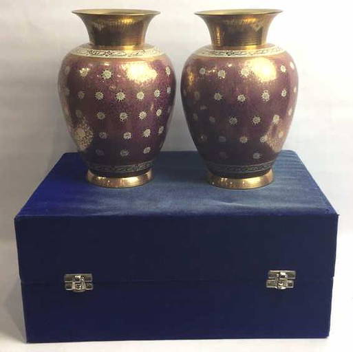 Pair Of Brass Colorized Vases