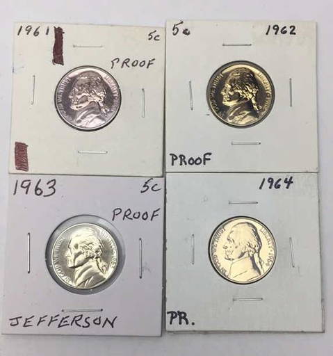 1961 1964 Jefferson Proof Nickels