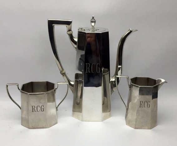 3 Piece Redlich Sterling Art Deco Tea Set