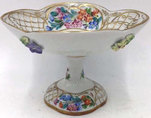 Dresden Porcelain Compote With Floral Motif