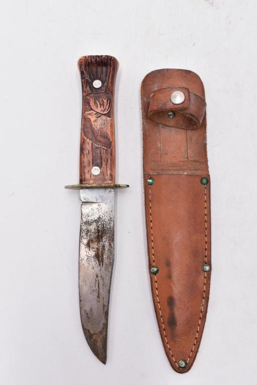 Colonial Fixed Blade Knife With Leather Sheath