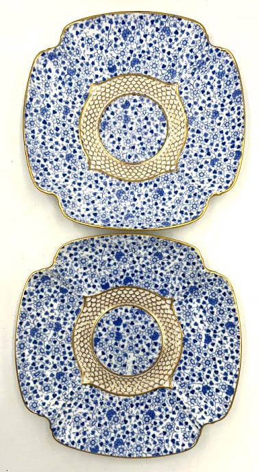 Pair Of Spode Copeland Blue/white/gold Plates Auction