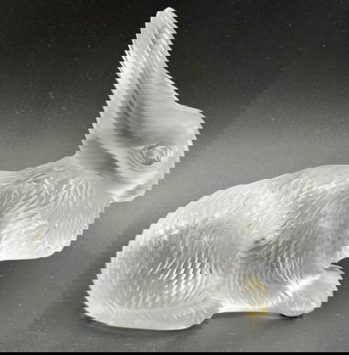 Lalique Frosted Crystal Rabbit Figurine