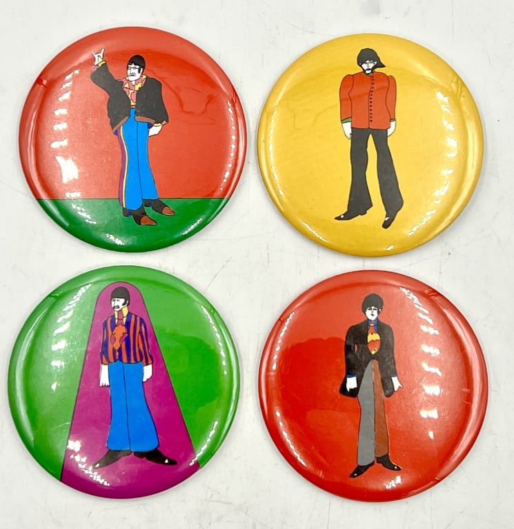 4 - 1968 Beatles Yellow Submarine Pin Back Buttons Auction