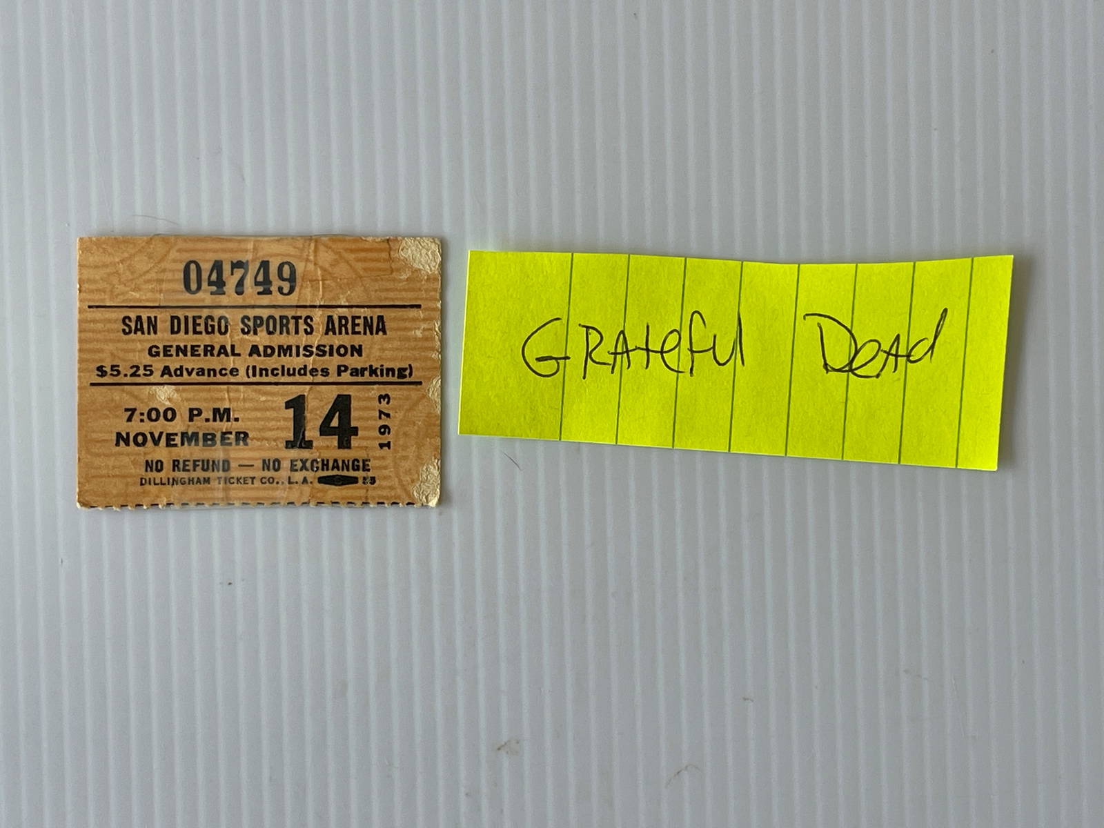 Grateful Dead Ticket Stub 1973 Auction