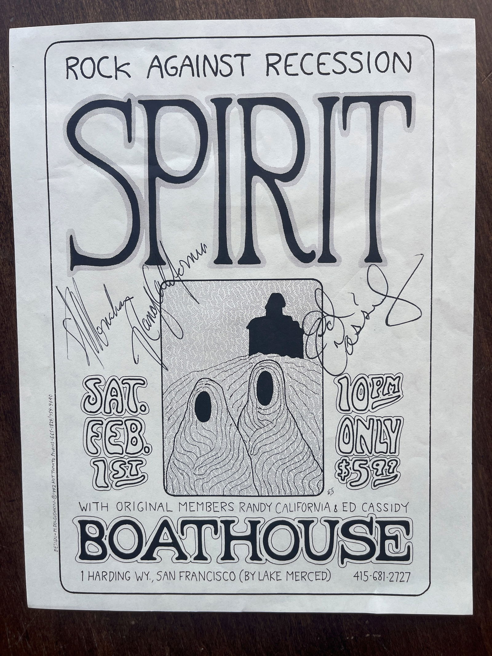 Signed Spirit Original Handbill - Randy California - Ed Cassidy Auction