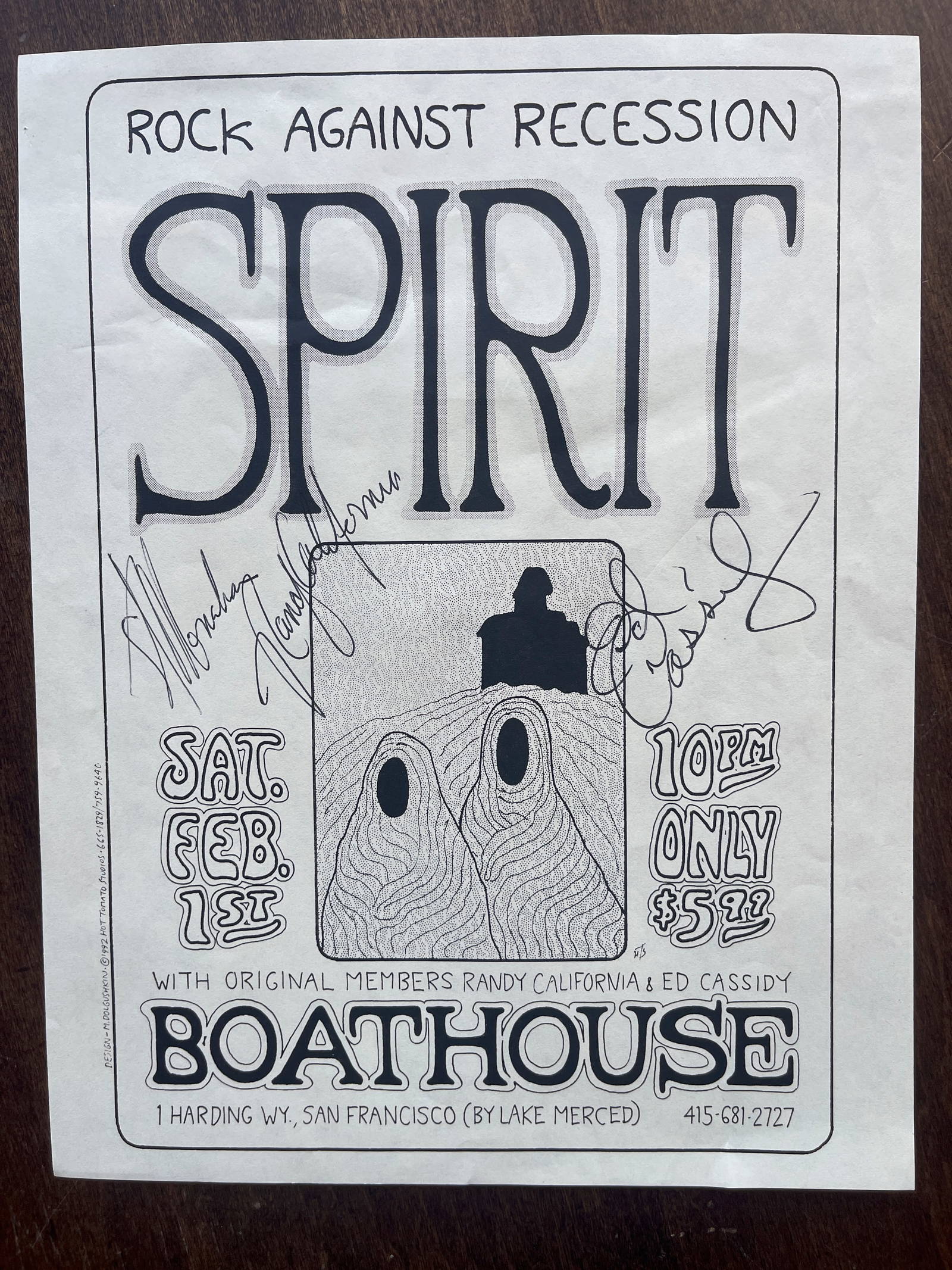 Signed Spirit Original Handbill - Randy California - Ed Cassidy Auction