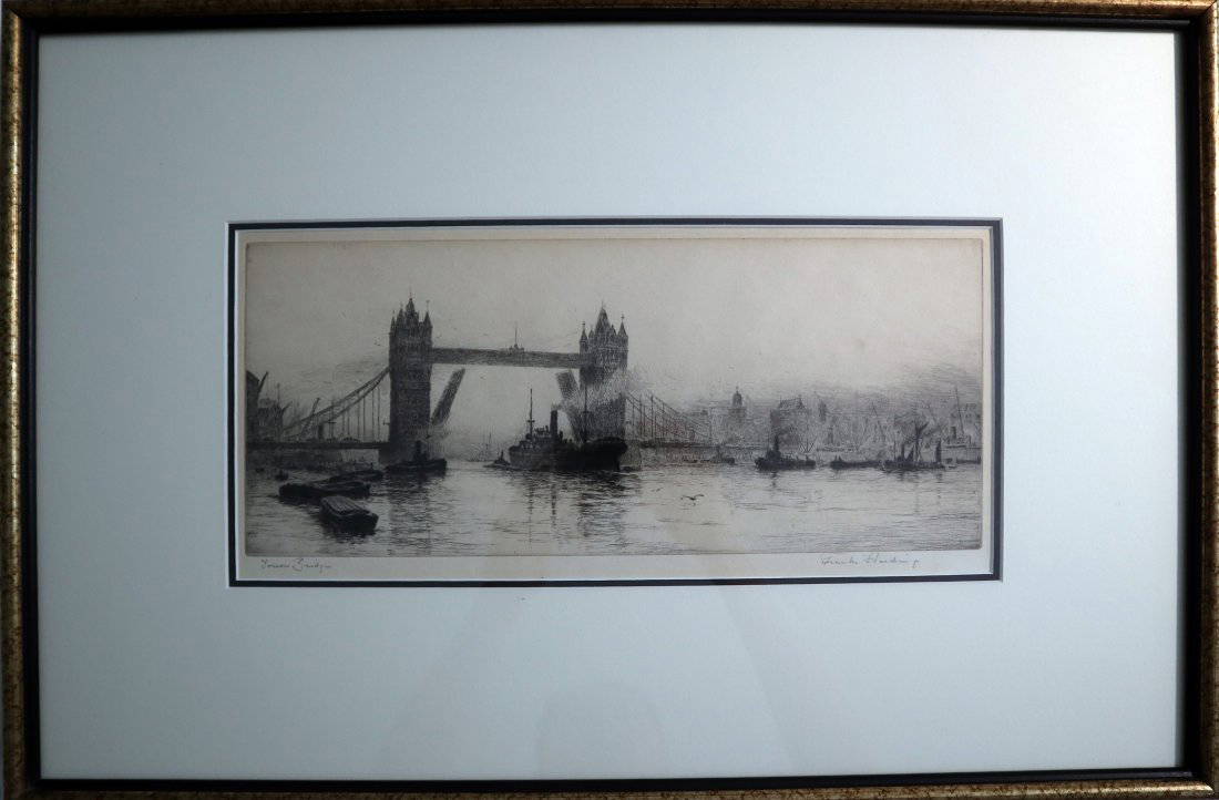 Frank Harding C1885 Original Signed Etching Tower Bridge London Framed ...