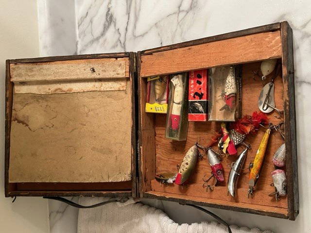 Antique Hand Made Fishing Tackle Box With Lures Auction