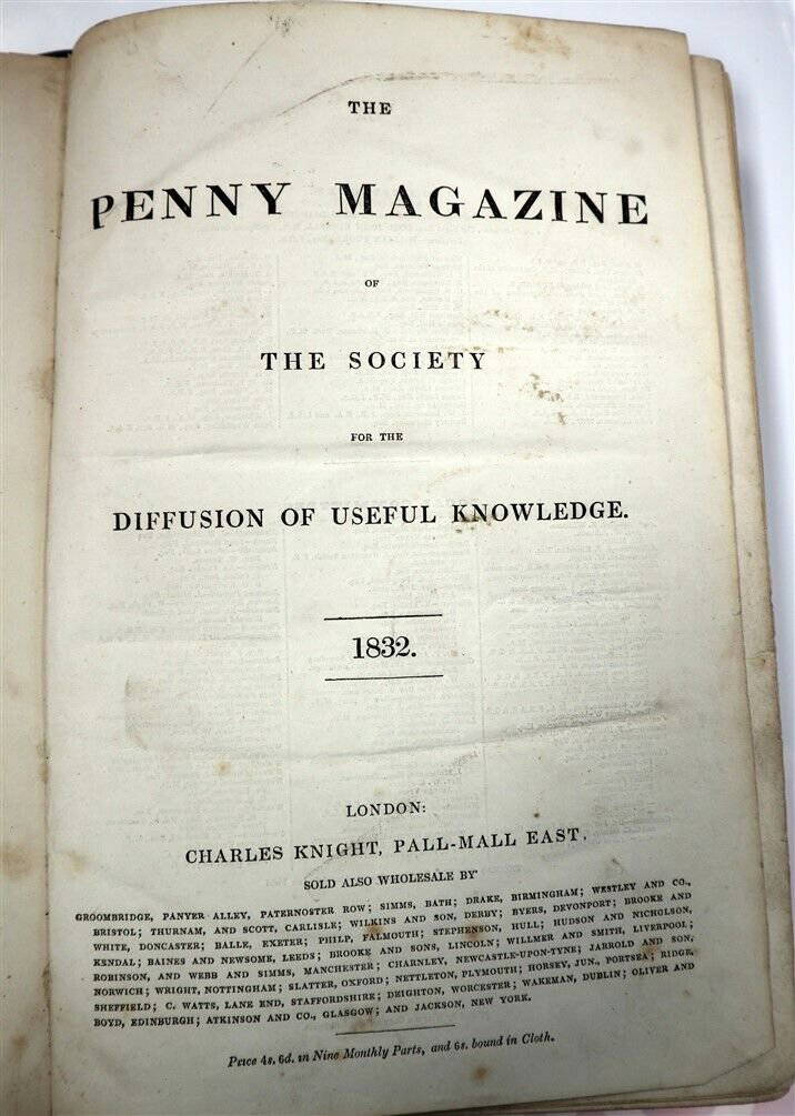 Penny Magazine 1832 & 1833 Full Bound Volumes Calf Binding The Penny ...