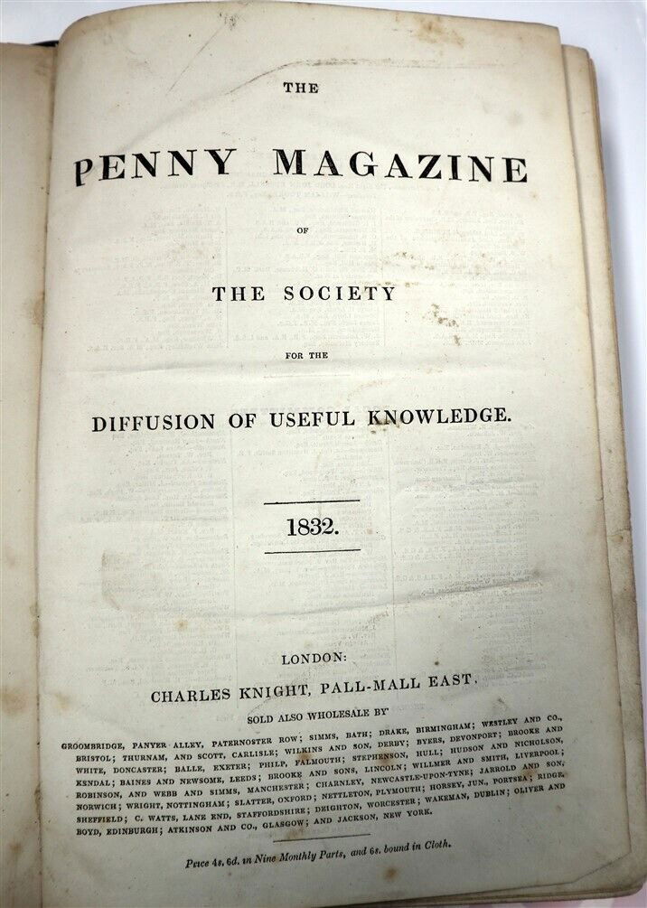 Penny Magazine 1832 & 1833 Full Bound Volumes Calf Binding The Penny ...