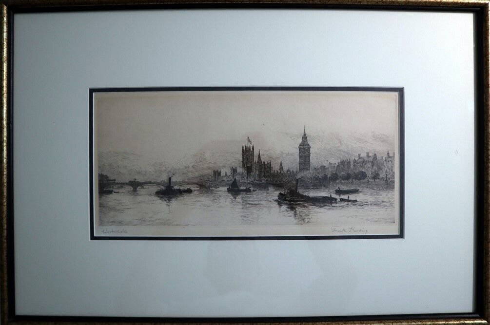 Frank Harding C1885 Original Signed Etching Westminster London Framed ...
