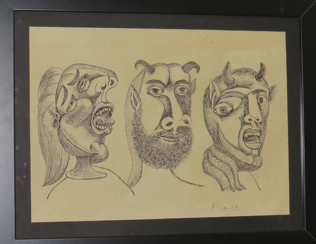 Pablo Picasso Ink On Paper Coa 21" X 15"