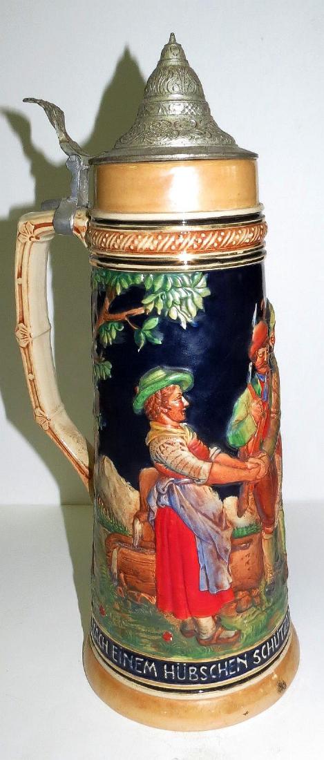 IMPORTANT AMERICO-BOHEMIAN RUBY STAINED TANKARD STEIN