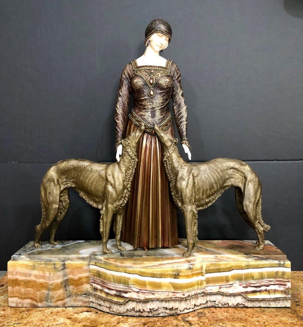 D H Chiparus Sculpture "Friends Forever" H: 25" W: 24"