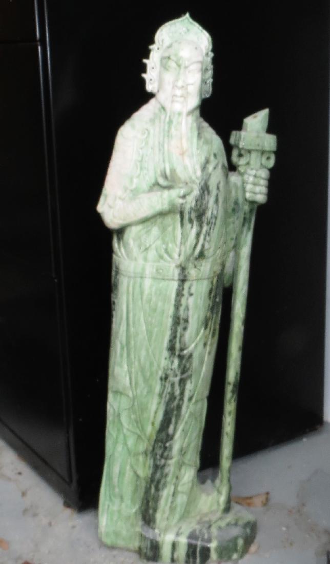 Jade Monk (nephrite) Sculpture Chinese H: 28"