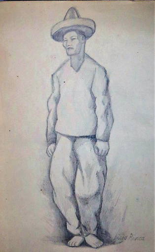 Diego Rivera Pencil On Paper Studio 8.2" X 5.4"