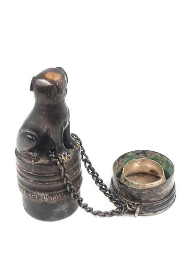 Spiece Box Vienna Bronze Figure Of Dog H: 2.8" Austria