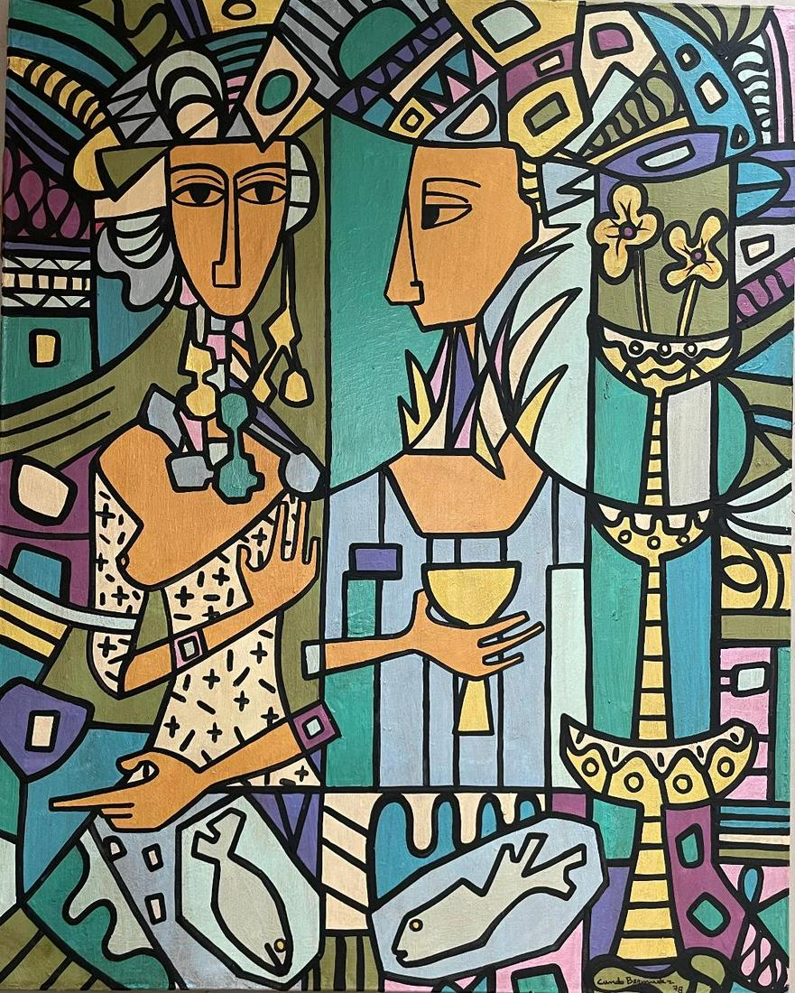 Cundo Bermudez 1978 Oil On Canvas 39" X 31" Coa