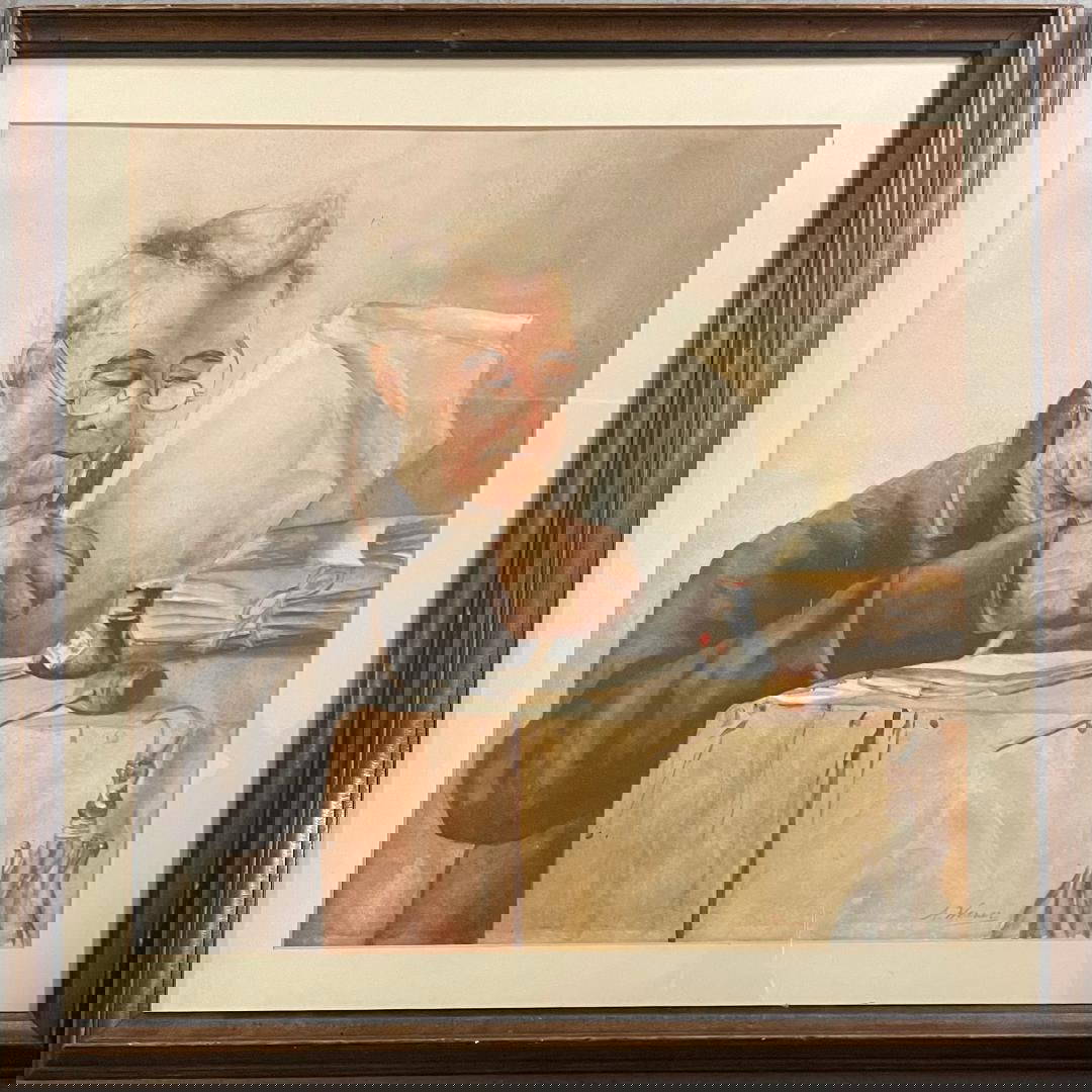 Adolf Werner Watercolor On Paper Art: 16.3" X 16.3" No Coa Auction