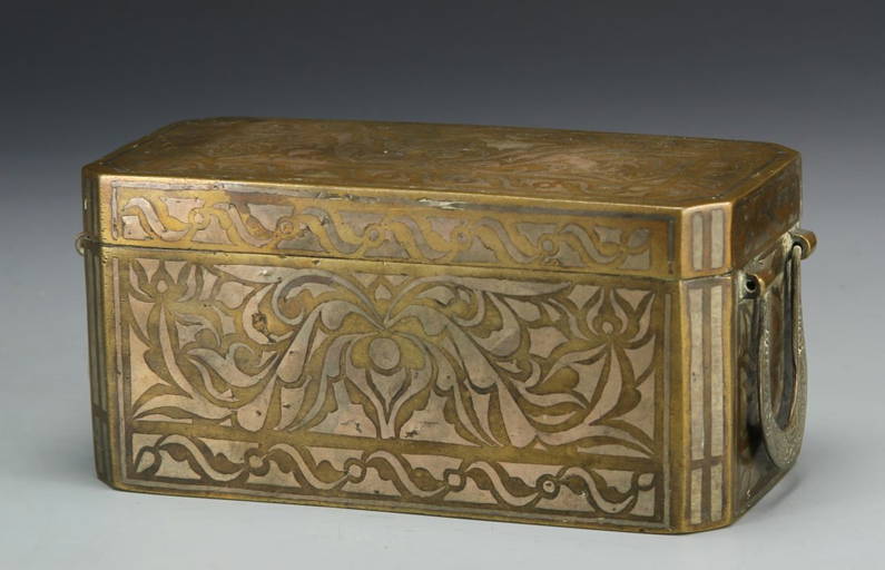 Chinese Bronze Box With Silver Work