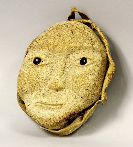 Inuit Carved Whale Vertebrae Mask, Carson Oozeva