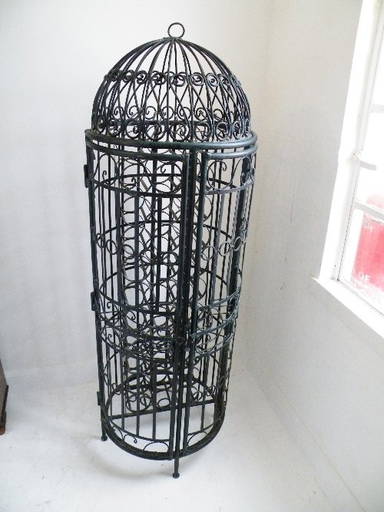Wrought Metal Birdcage Shaped Wine Rack Capable Of