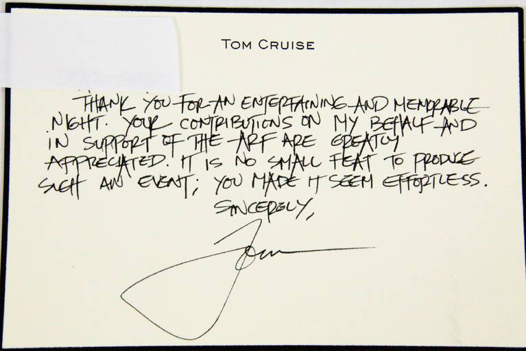 Tom Cruise Personal Handwritten Note Card