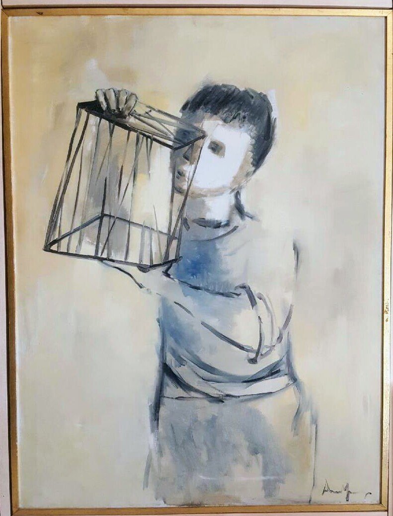 Watercolor original unique specimen watercolor drawing Thinker Painting ...